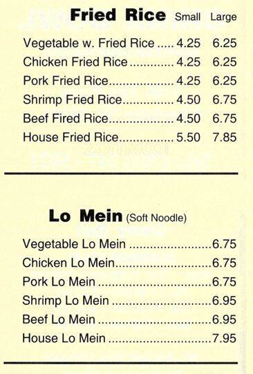 Menu at China Bowl restaurant, Charlotte, The Plaza