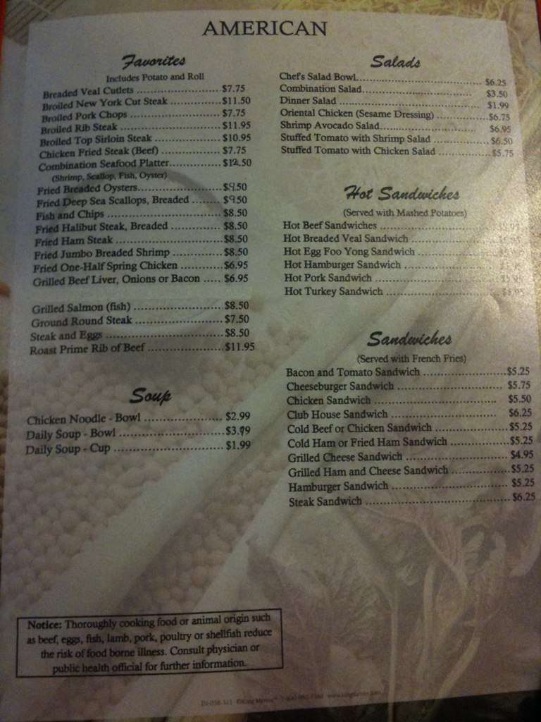 Menu at Kowloon Cafe, West Valley City
