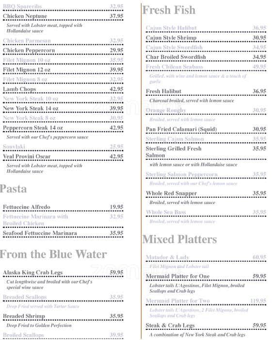 Menu at Scorpio Seafood & Steak House steakhouse, Mississauga