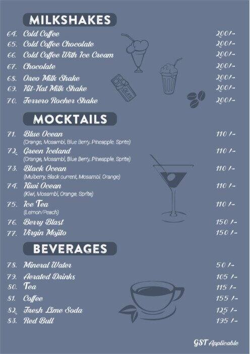 Menu at The Tuck Box, Mumbai, Bhulabhai Desai Road