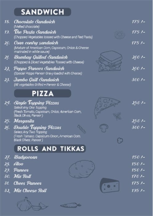 Menu at The Tuck Box, Mumbai, Bhulabhai Desai Road