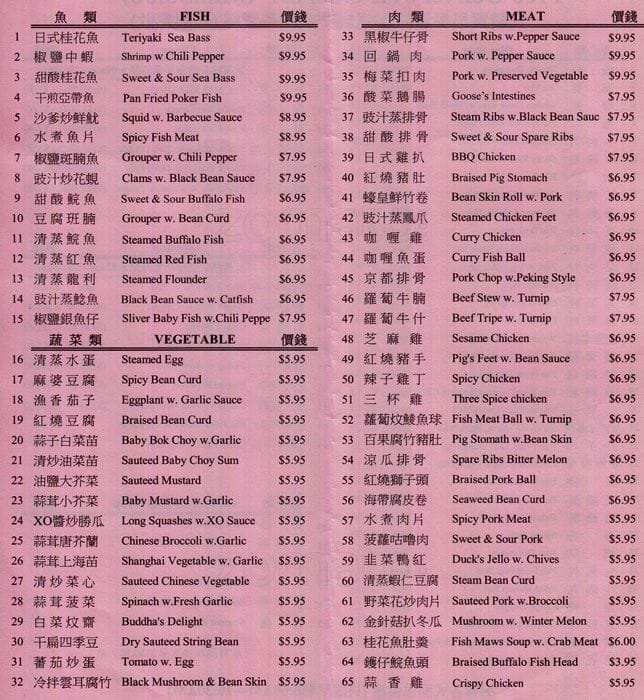 Menu at Corner 28 restaurant, New York City