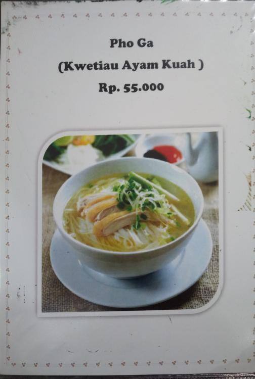 Menu at Pho Saigon Restaurant, West Jakarta