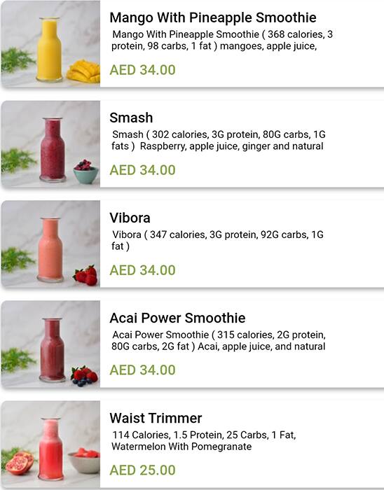 Menu at Grow Healthy Food restaurant, Dubai, Al Awqaf Al Zarooni Building