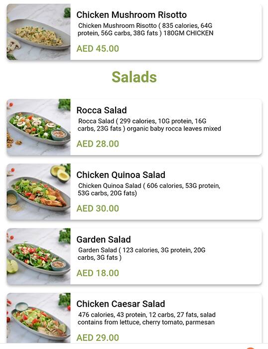 Menu at Grow Healthy Food restaurant, Dubai, Al Awqaf Al Zarooni Building