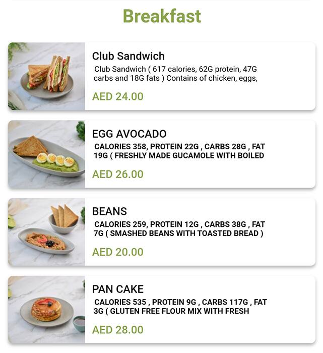 Menu at Grow Healthy Food restaurant, Dubai, Al Awqaf Al Zarooni Building