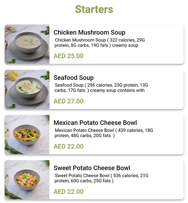 Menu at Grow Healthy Food restaurant, Dubai, Al Awqaf Al Zarooni Building