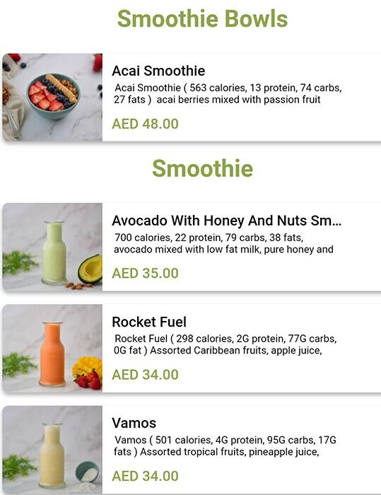 Menu at Grow Healthy Food restaurant, Dubai, Al Awqaf Al Zarooni Building