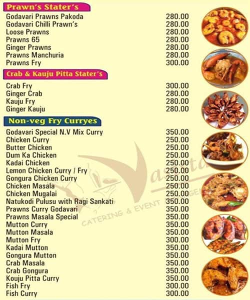 Menu at Vasista Godavari pulao and Dum Biryani, Hyderabad