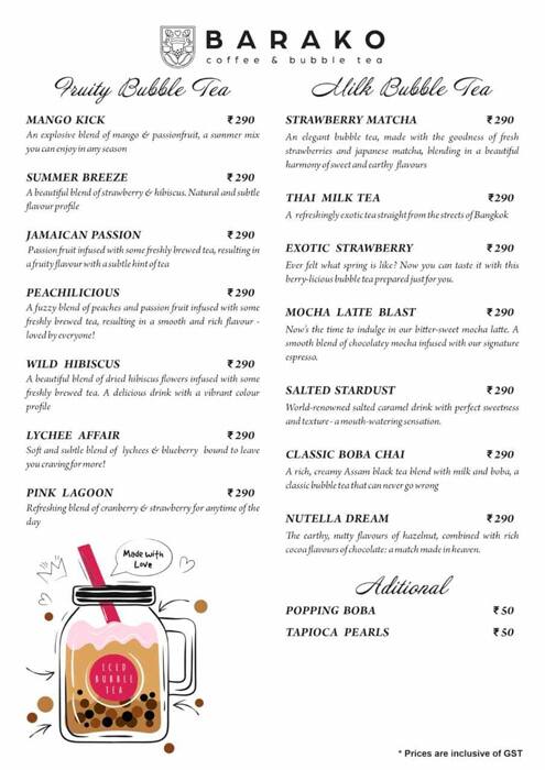 Menu at BARAKO, Mumbai, Shop No 1