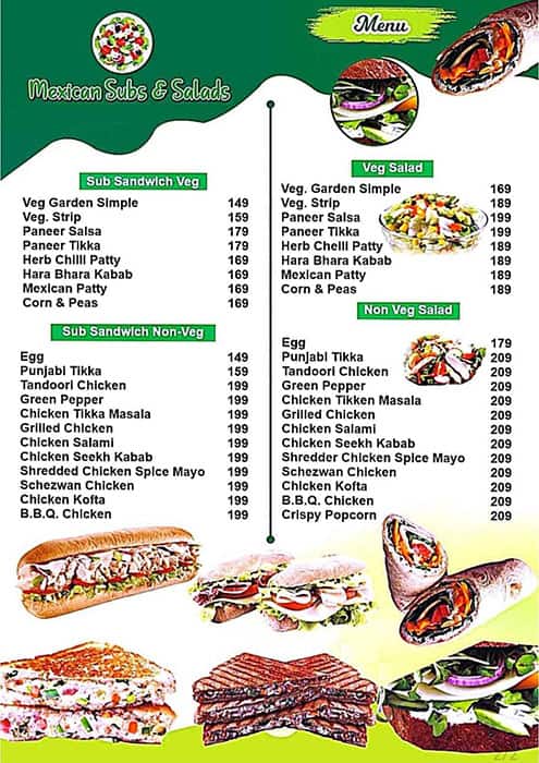 Menu of Mexican Subs And Salads, Medavakkam, Chennai