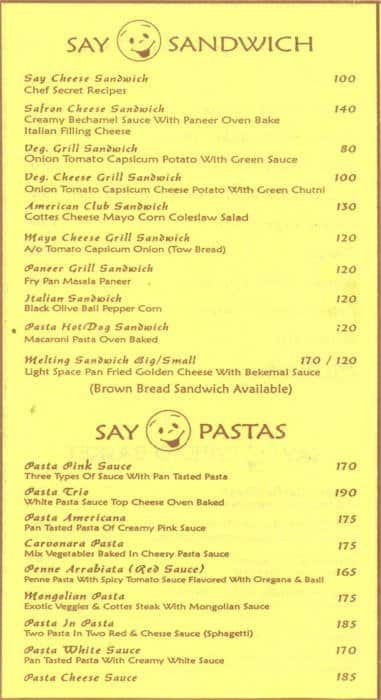 Say Cheese Menu, Menu for Say Cheese, Charni Road, Mumbai - Zomato