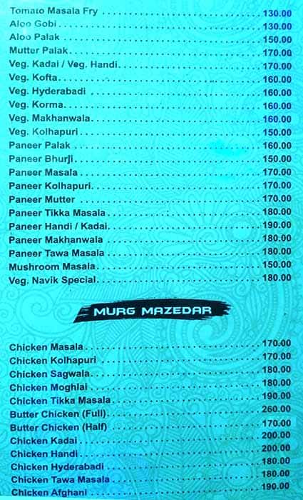 Menu at Navik, Mumbai, Andher(E)