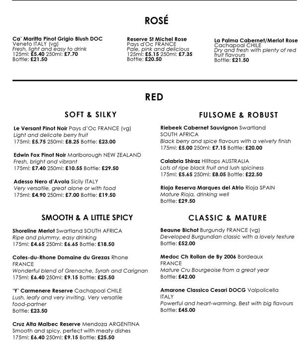 Menu at The Pavilion End, St Paul's pub & bar, London, 23 Watling St