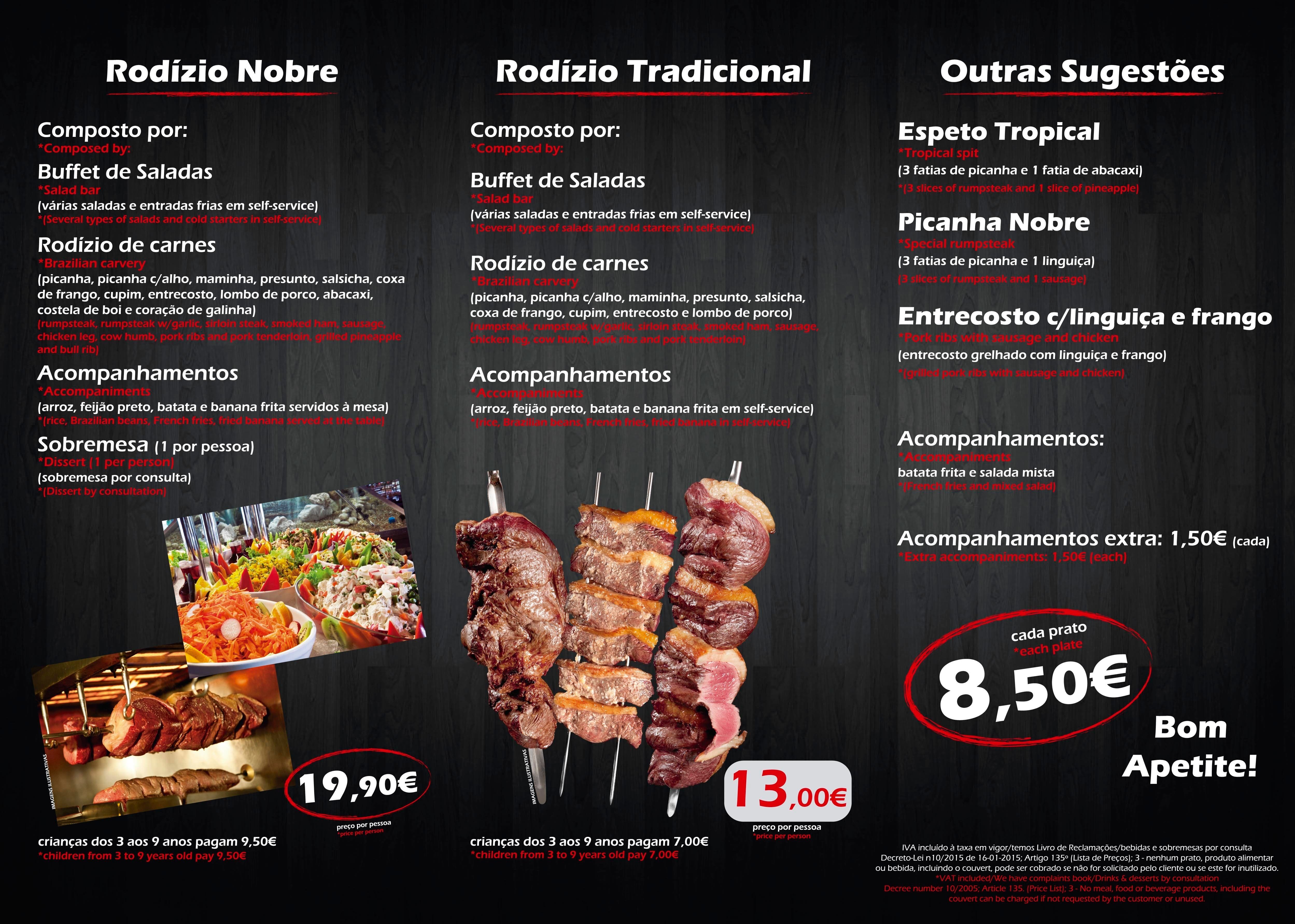 Menu em Restaurante Chimarrão, Lisboa, Centro Comercial Colombo Lj. 2082