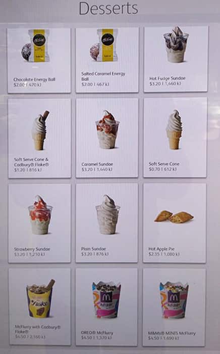 Menu at McDonald's restaurant, Springvale, Cnr Princes Hwy