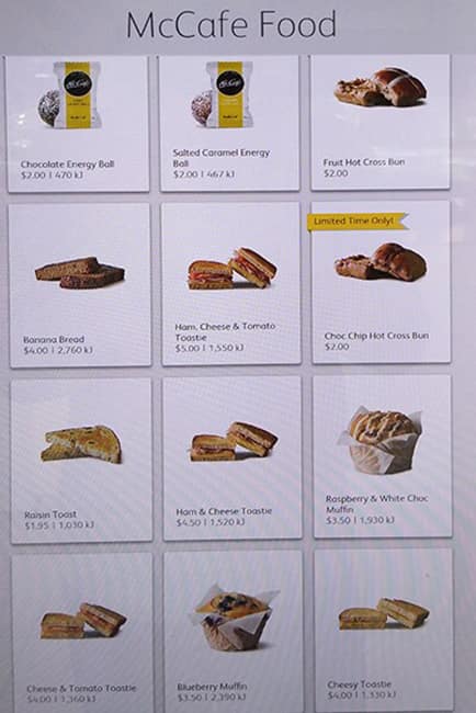 Menu at McDonald's restaurant, Springvale, Cnr Princes Hwy