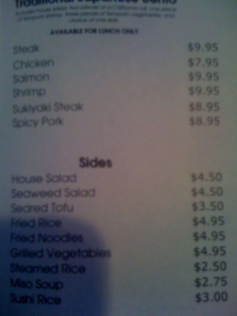 Menu at Blu Fin Sushi & Bar, Springdale
