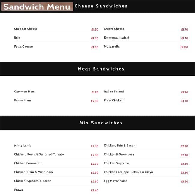Menu at Luncheonette London restaurant, London, 47 Borough High St