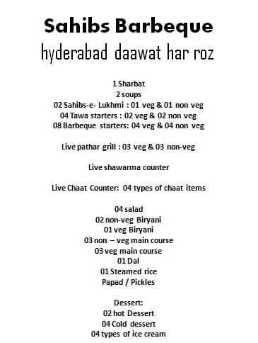 Sahib’s Barbeque by Ohri’s, Hitech City, Hyderabad का मेनू - Zomato