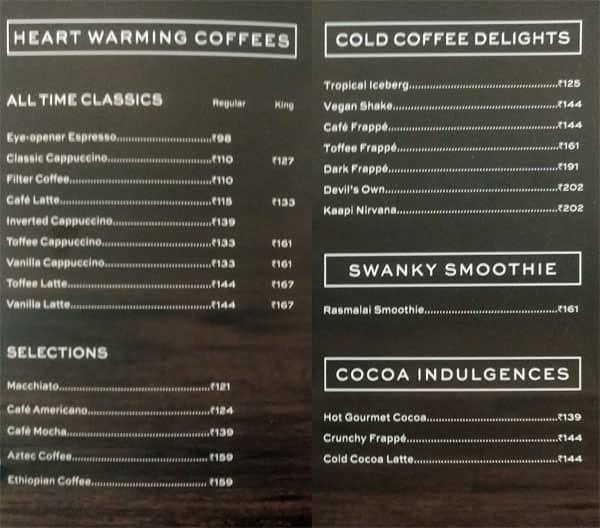 Menu at cafe coffee day, Guntur, Cafe Coffee Day C/O BMG CREATIONS