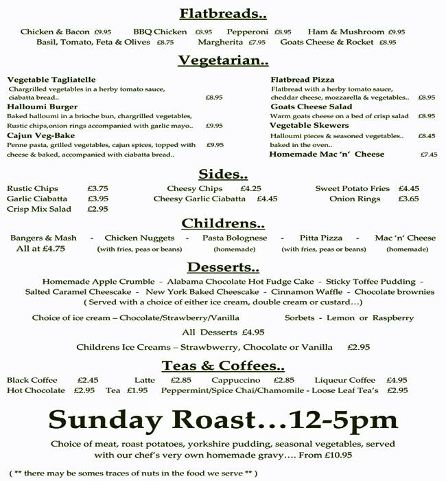 Menu at Beech Tree pub & bar, High Wycombe