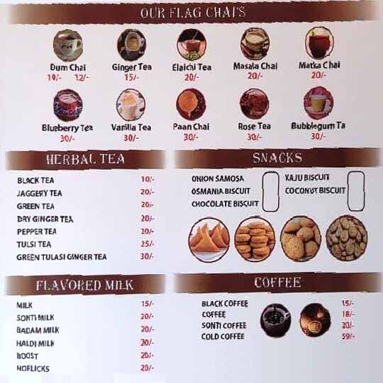Menu of Chai Amruth, Meerpet, Hyderabad