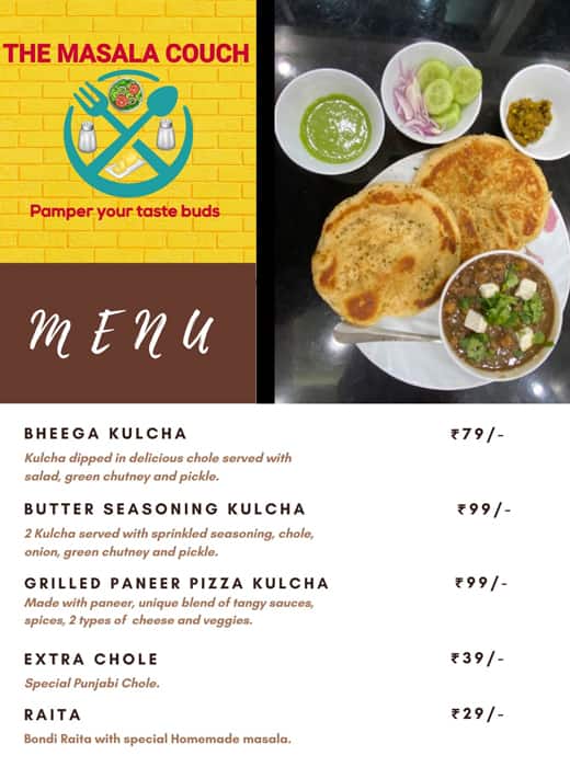 Menu of The Masala Couch, Pitampura, New Delhi