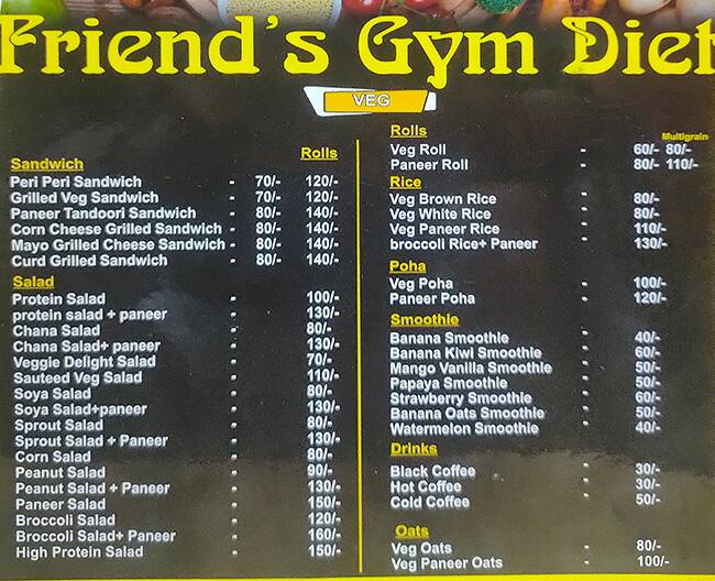 Menu of Friend's Gym Diet, Civil Lines, Ludhiana