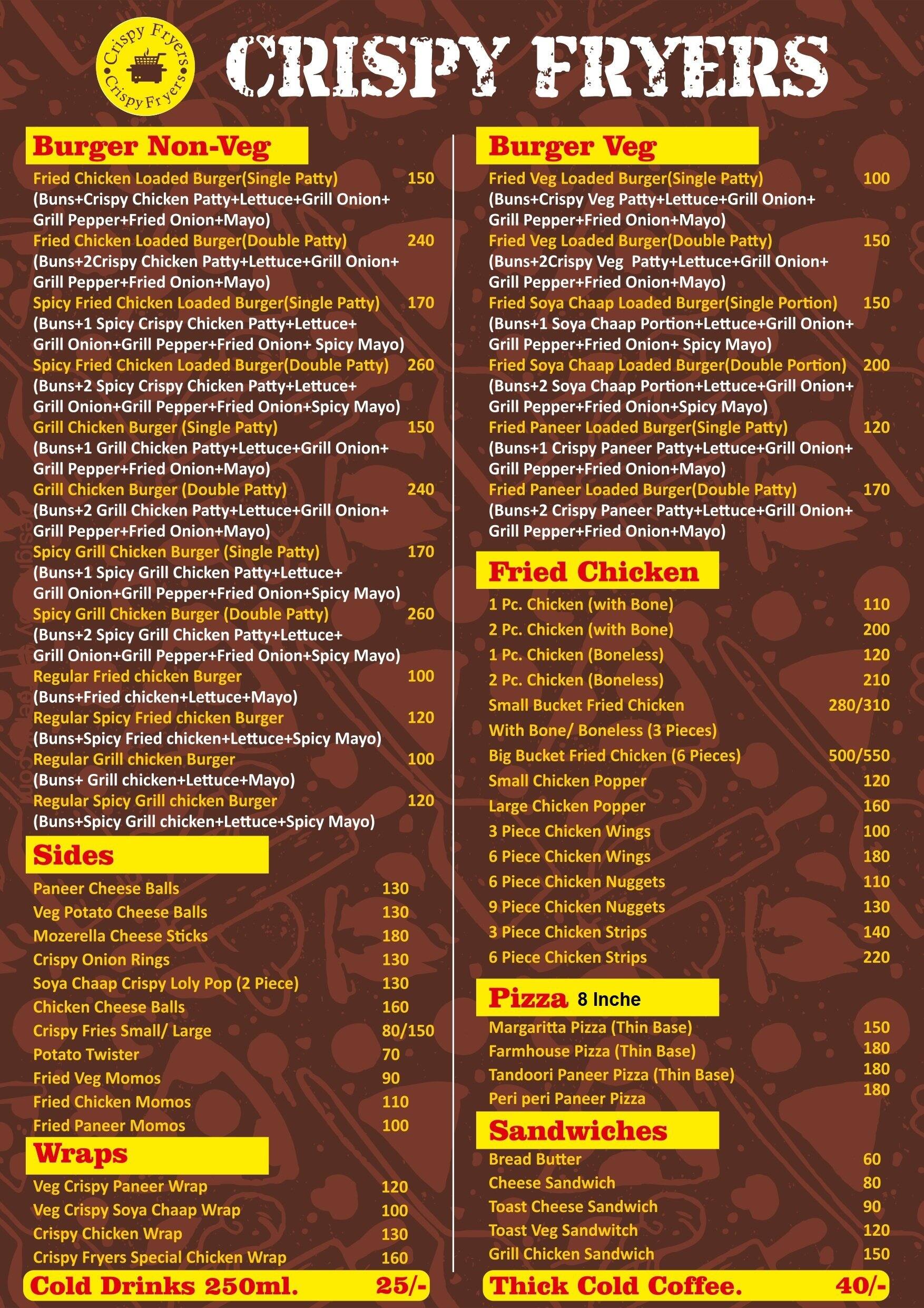 Menu of Crispy Fryers, Warje, Pune