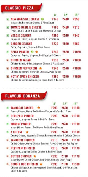 Menu of Sbarro - New York Pizza, Kharghar, Navi Mumbai