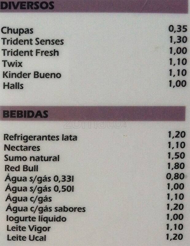 Menu at Matilde Cafetaria, Lisbon, Alameda dos Oceanos Lote 4.0701.F