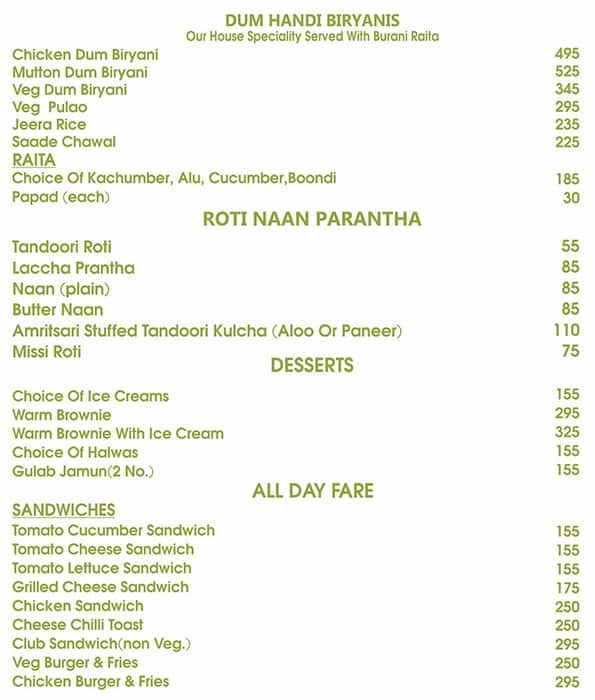 Menu at Delhi Dinner - Clarks Inn Hotel, Ghaziabad