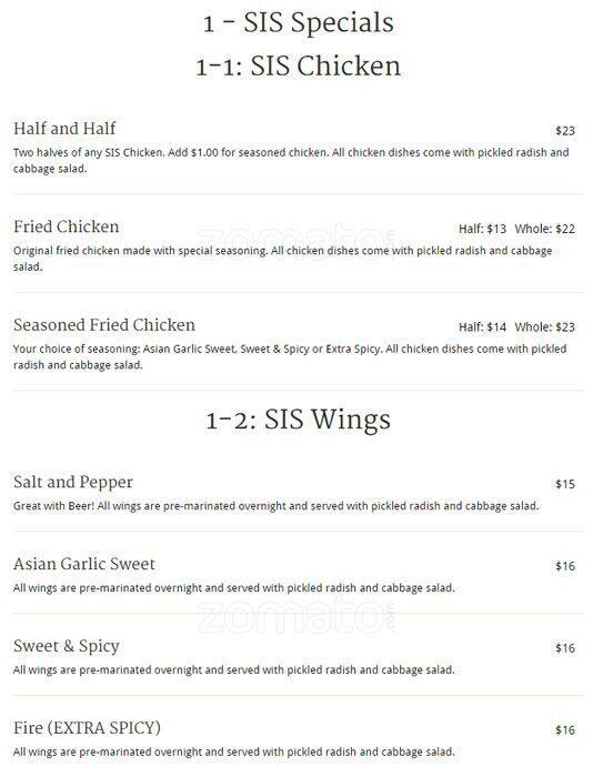 Menu at Chicken Prince restaurant, Edmonds