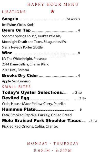 Menu at Oso Sonoma pub & bar, Sonoma