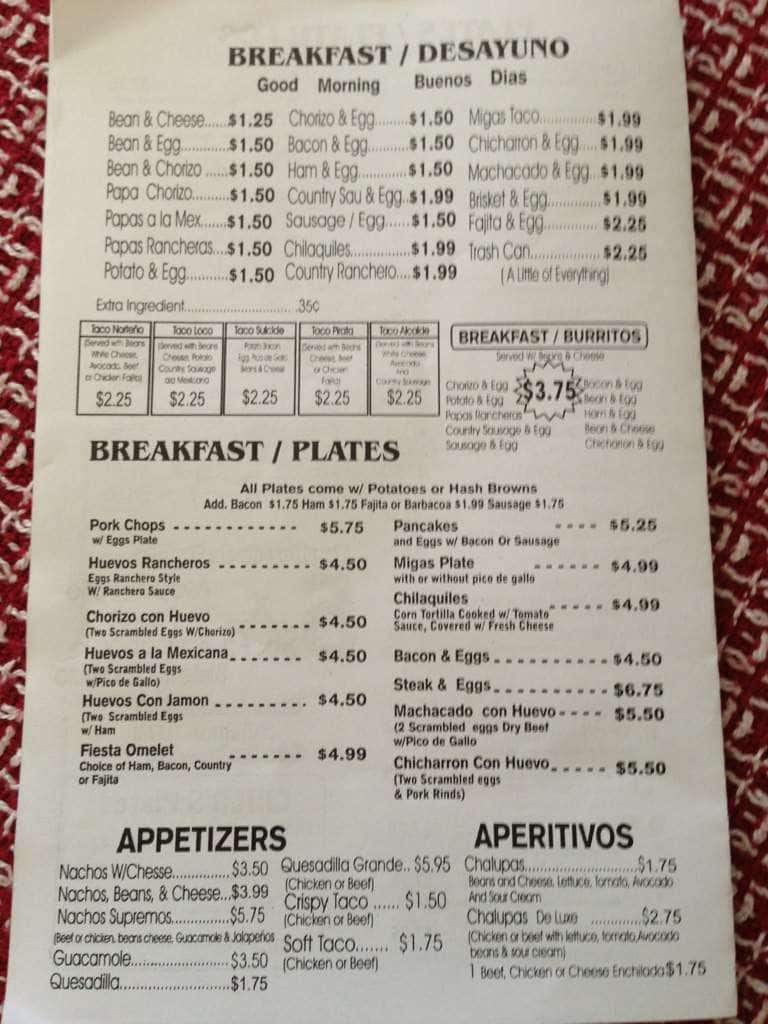 Taco Tex Menu, Menu for Taco Tex, Uptown, San Antonio - Urbanspoon/Zomato