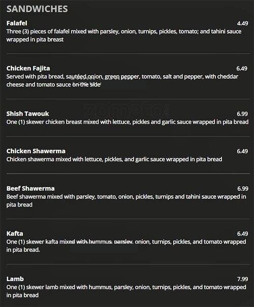 Menu at Ya Hala Restaurant, Mississauga, Lakeshore Rd W