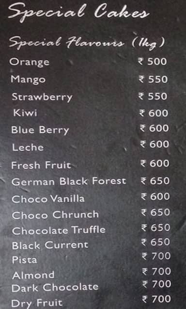 Menu of Mr. Bakers, Habsiguda, Hyderabad