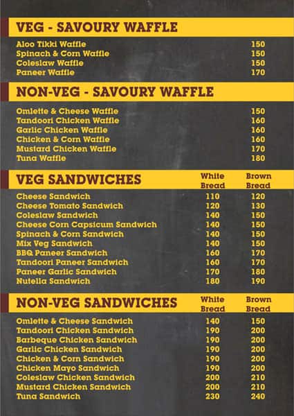 Menu of Waffle Shack, Mira Road, Mumbai
