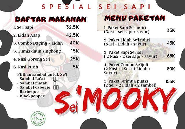 Menu at SeiMooky Sapi restaurant, Bekasi Regency