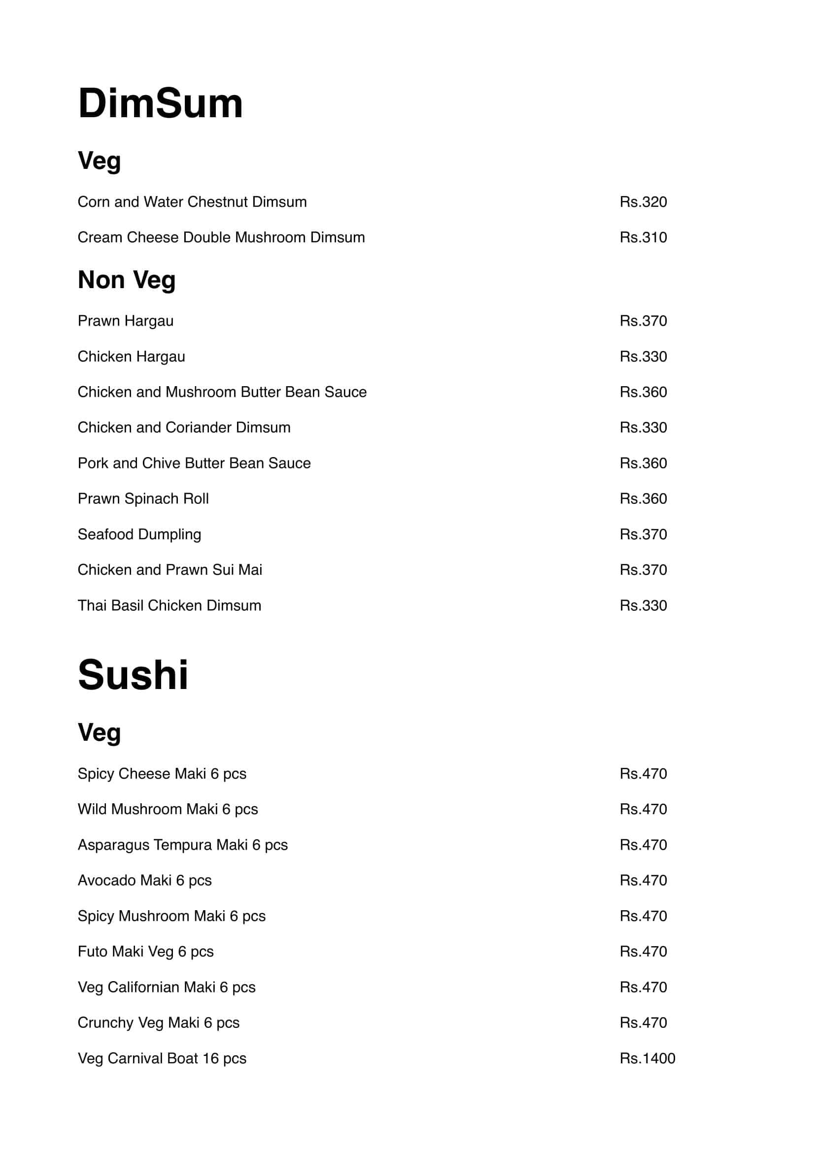Menu of Soy Yum, Chinar Park, Kolkata