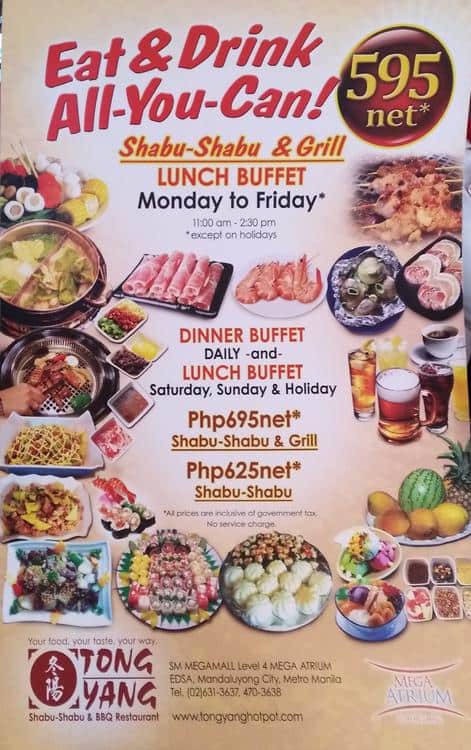 Menu at Tong Yang SM Megamall restaurant, Mandaluyong, SM Megamall ...