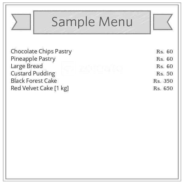 Menu at Cinderella Bakery, Secunderabad