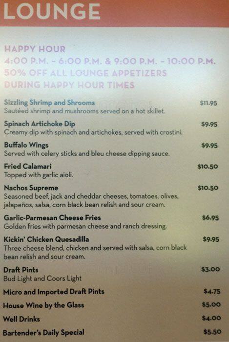 Menu at Jonah's Restaurant, Bellevue