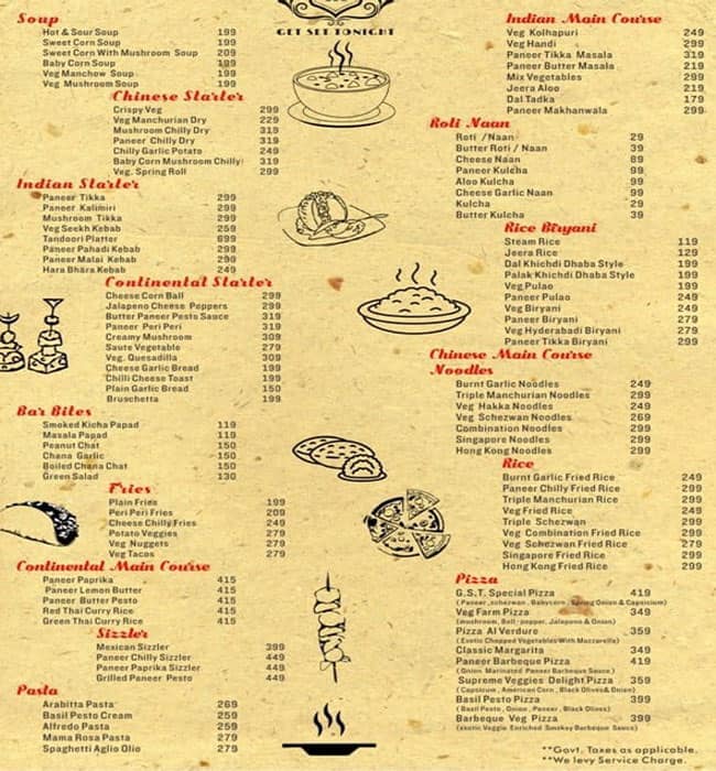 Menu of Gst - Get Set Tonight, Mira Road, Mumbai