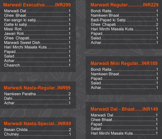 Menu of Marwadi Delights, Jagatpura, Jaipur