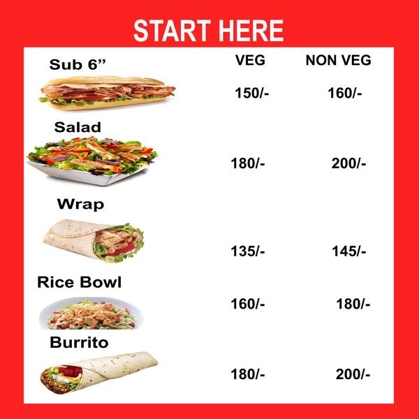 Menu of Mexican Grill Subs, Jubilee Hills, Hyderabad
