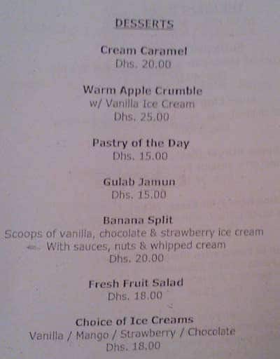 Menu at Olive Tree Restaurant, Dubai, Street # 45C