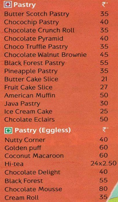 Menu at Just Baked, Kolkata, 14