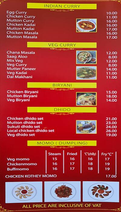 Menu at Yak & Yeti restaurant, Dubai, 10 Al Esbij St